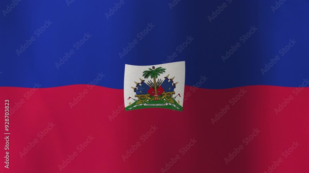 Flag of Haiti, 4K Seamless Loop Animation. Haitian Flag 3D Flowing ...