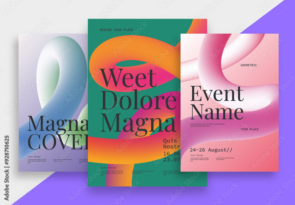 Modern Geometric Covers Layout with Gradient Shapes Stock Template ...