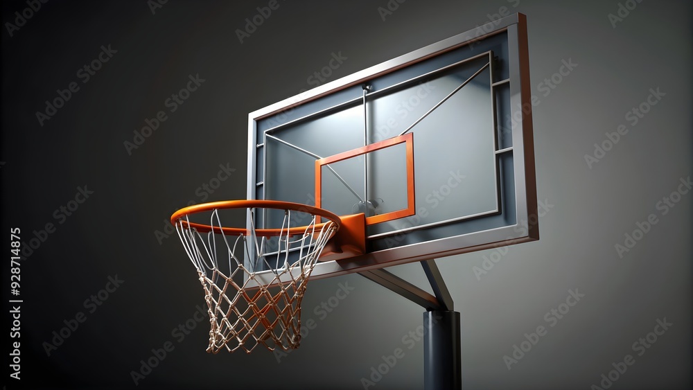 Realistic depiction of a basketball hoop with the net swaying to the ...