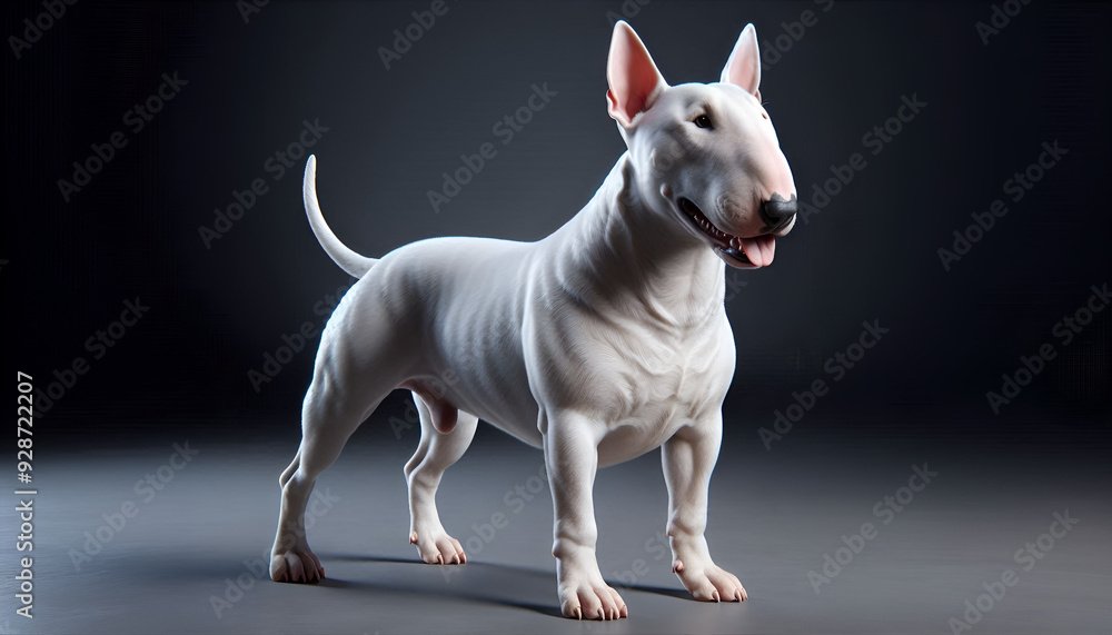 Un bull terrier musculoso y elegante, con pelaje blanco y manchas ...