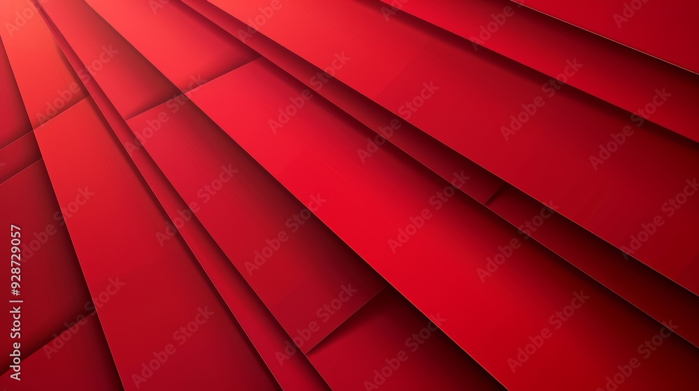 Abstract red diagonal geometric shapes with shadow lines. Modern curves ...