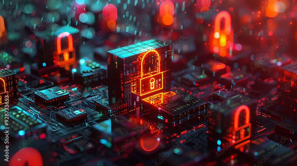 IoT data protection cybersecurity digital technology with key and ...