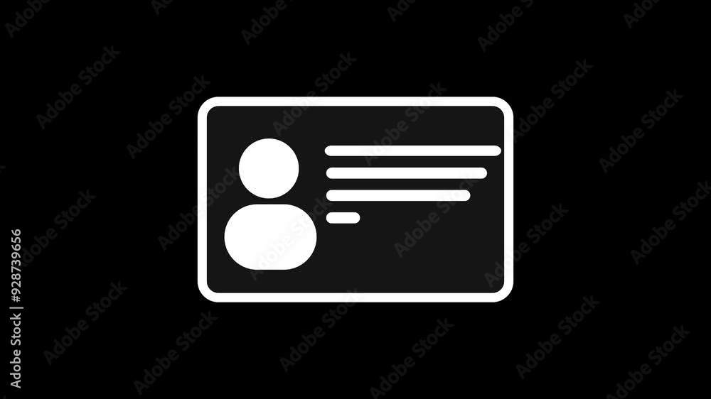 White ID Card animation icon. Identification cards outline the sign ...