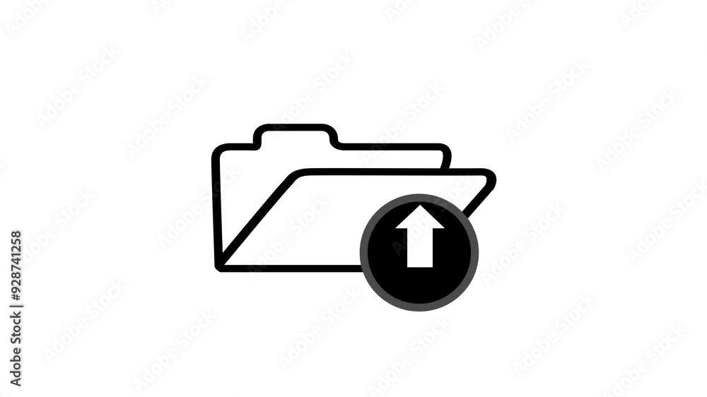Document file upload or transfer process with arrow icon animation ...