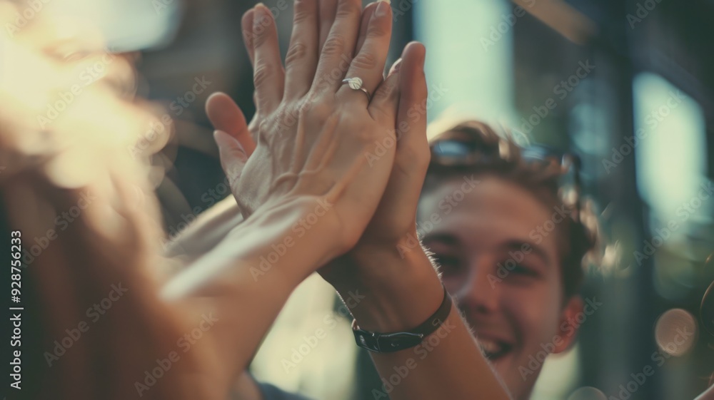Picture of generous people high five for friendship or successful ...