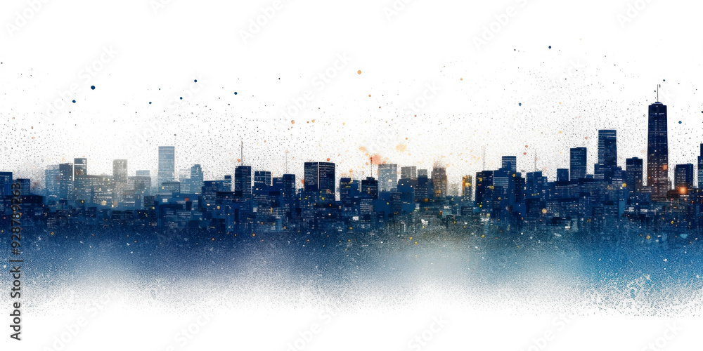 PNG Night city skyline border element, transparent background Stock ...