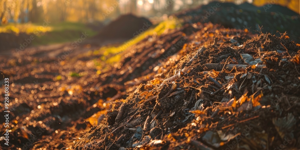 Composting Windrows of Organic Waste for Fertilizer Production Stock ...