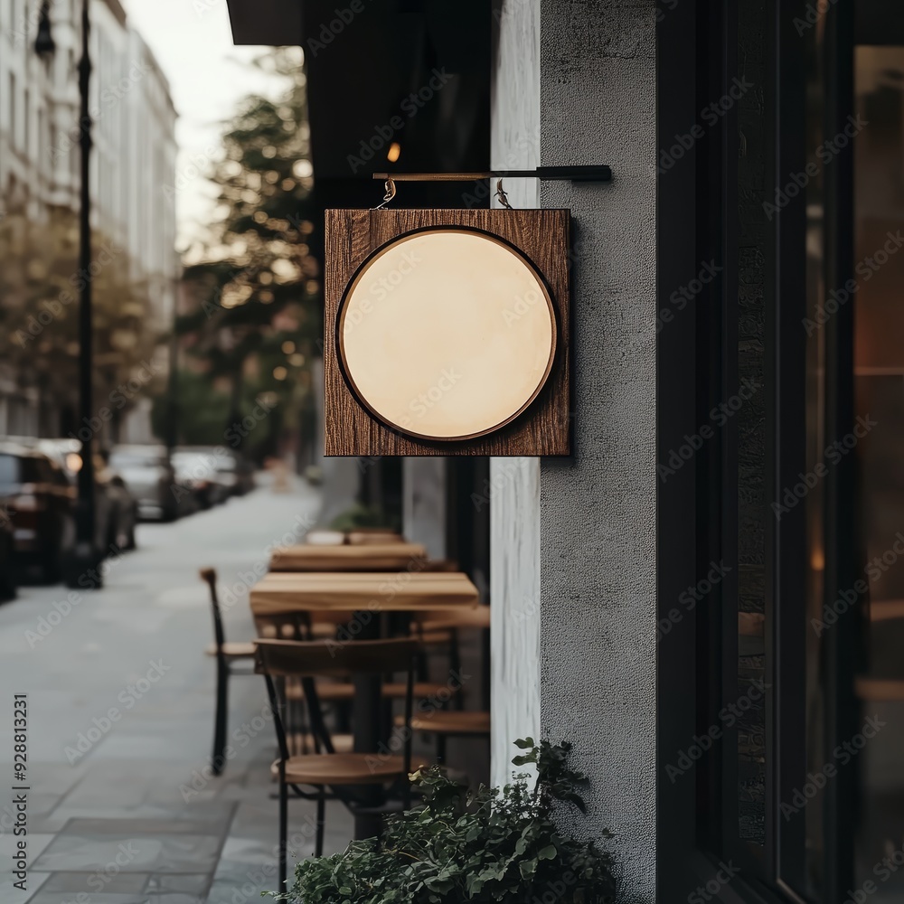 Generative AI, coffee shop street signboard mock up for logo design ...