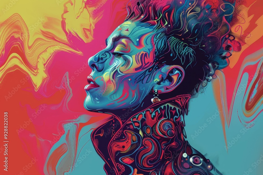 Surreal Drag King Persona in Digital Fantasy Stock Illustration | Adobe ...