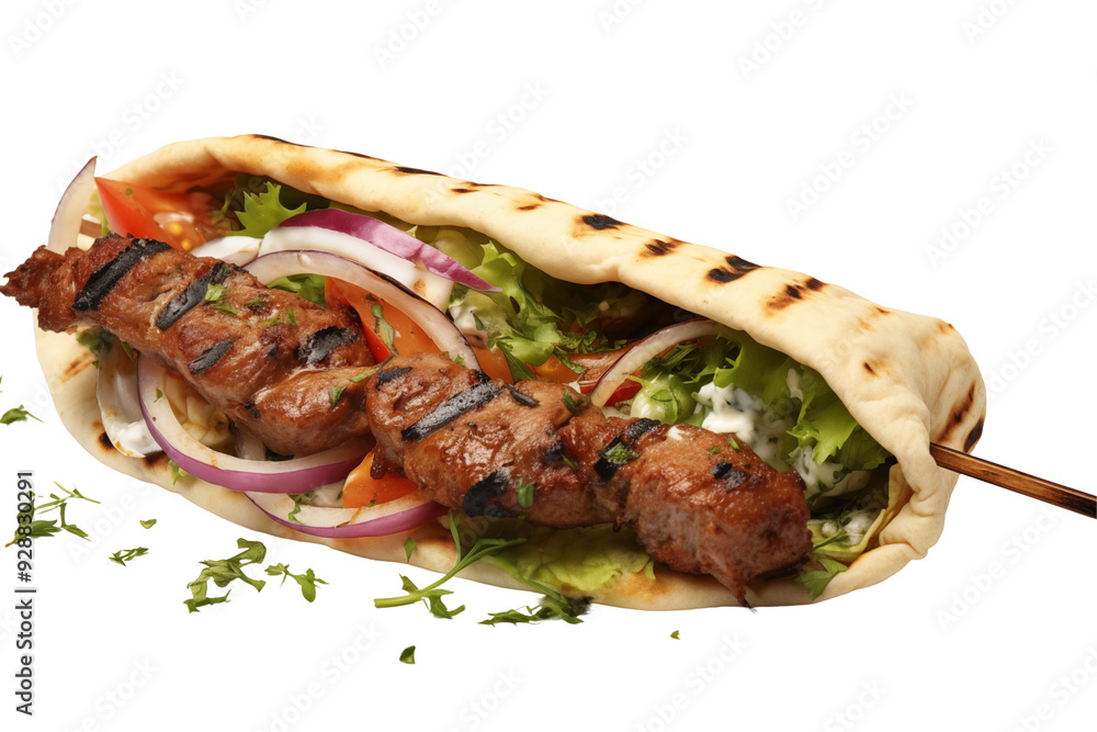 Kebab on transparent background. Kebab related themes. Fast food. Kebab ...