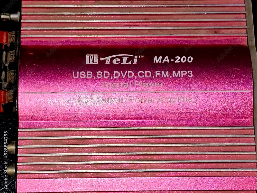 Cairo, Egypt, July 4 2024: Teli MA-200 USB SD DVD CD FM MP3 digital player, 4 CH output power ...