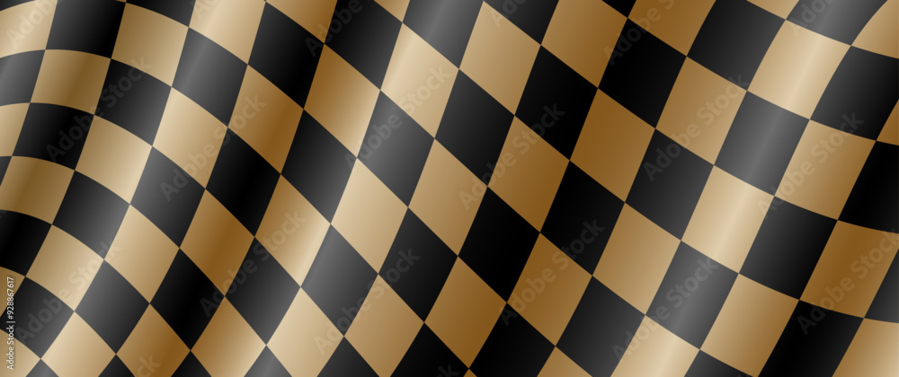 Checkered racing finish line flag. Black and gold checkered background ...
