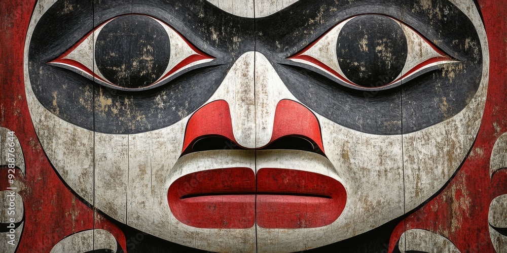 Stylized Inuit Haida Face: Traditional Pacific Northwest Art in Black ...