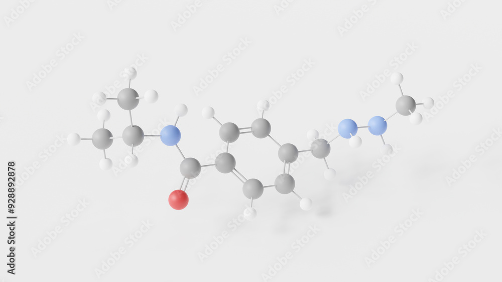 procarbazine molecule 3d, molecular structure, ball and stick model ...