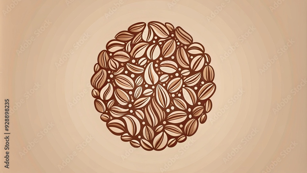 Delicate outline of a coffee bean with intricate details, negative ...