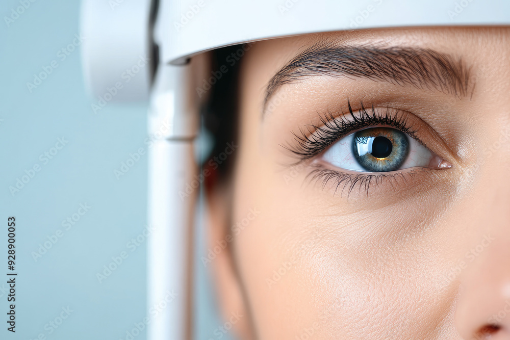 Eye examination with advanced medical device, showing close-up of a ...