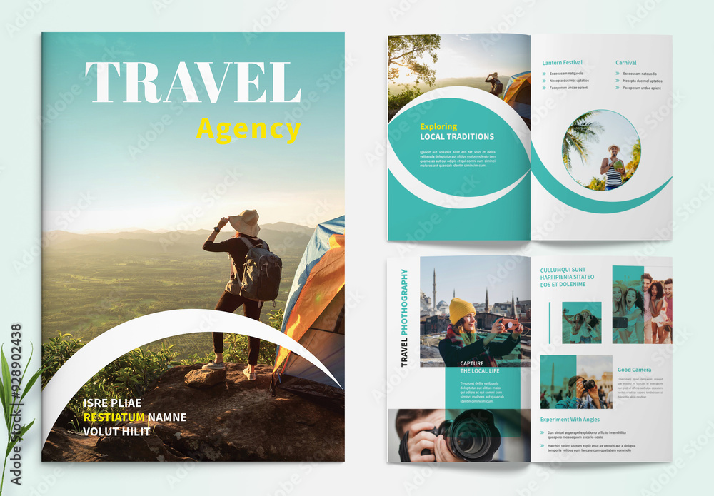 Travel Agency Magazine Design Stock Template | Adobe Stock