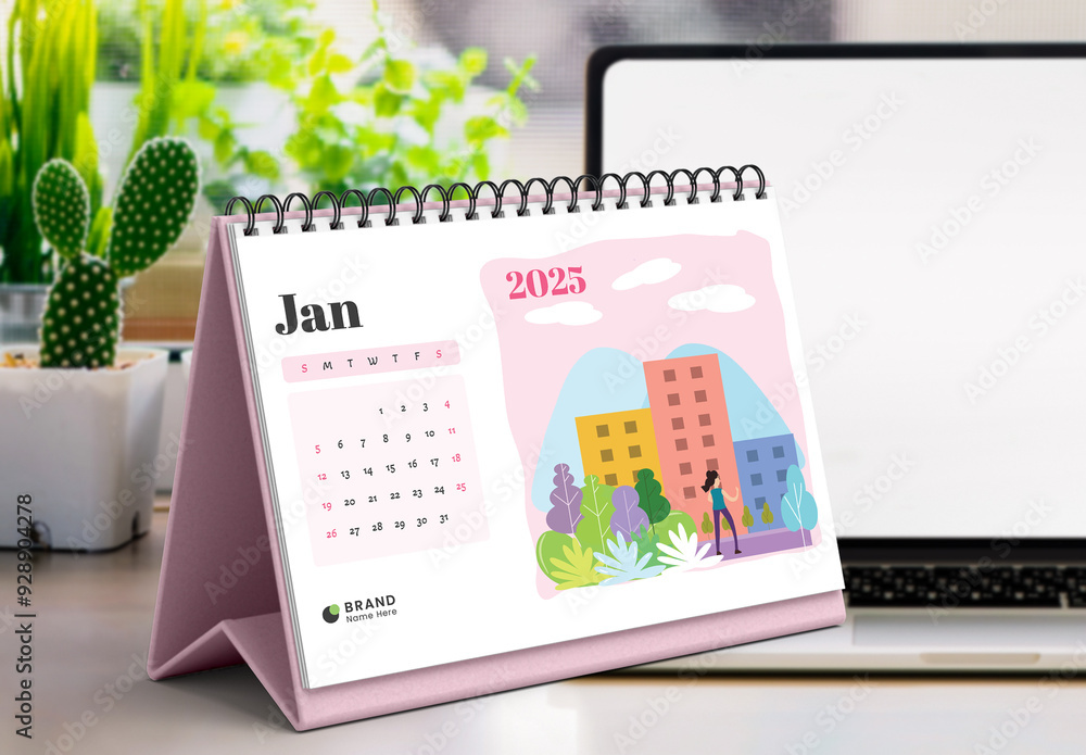 Printable Desk Calendar 2025 Design Layout Stock Template | Adobe Stock
