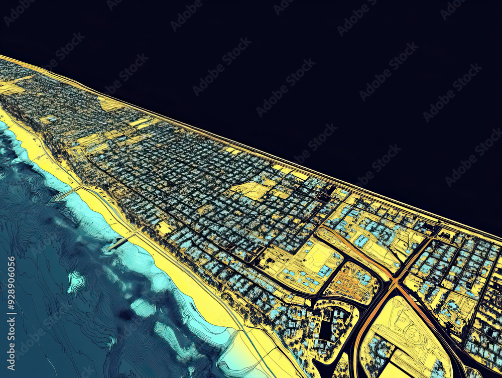 Technical aerial visual, 3D LiDAR GIS aerial map satellite scan model ...