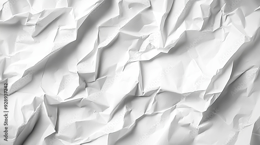 Crumpled paper texture background with visible folds blank white ...