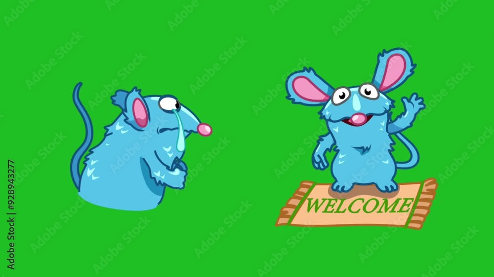 Sad blue mouse sticker is slowly shedding tears and welcome blue mouse ...