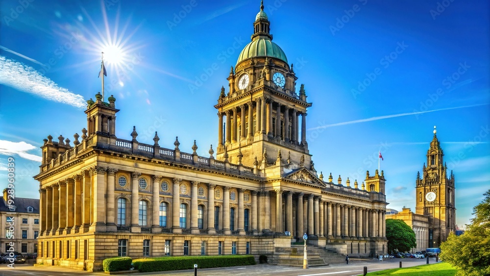 Historic Leeds Town Hall stands majestic with its Victorian-era Gothic ...
