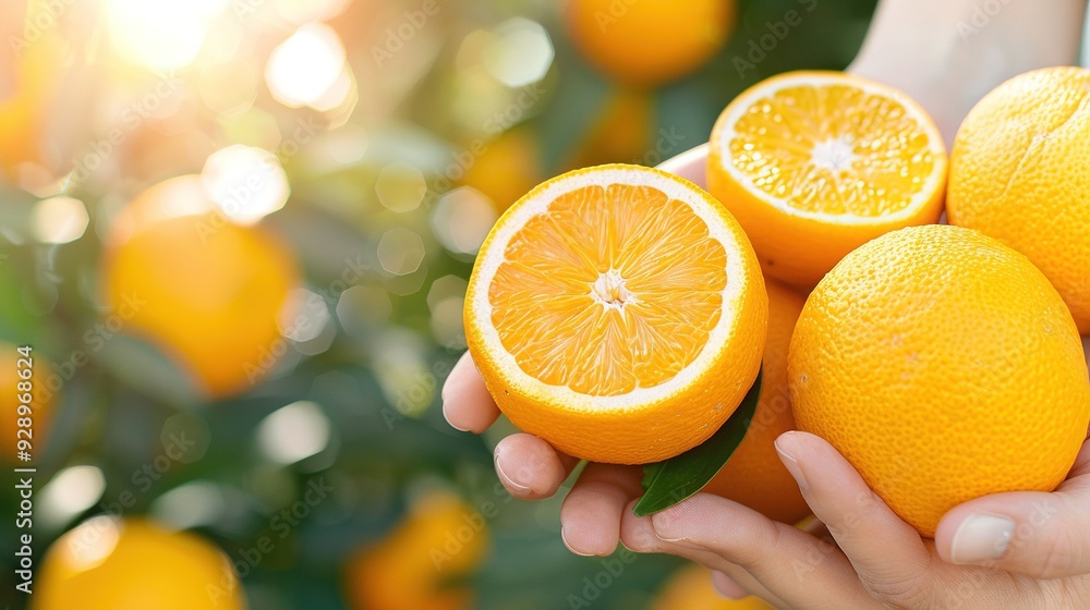 An individual clutching an array of oranges amidst a backdrop of orange ...