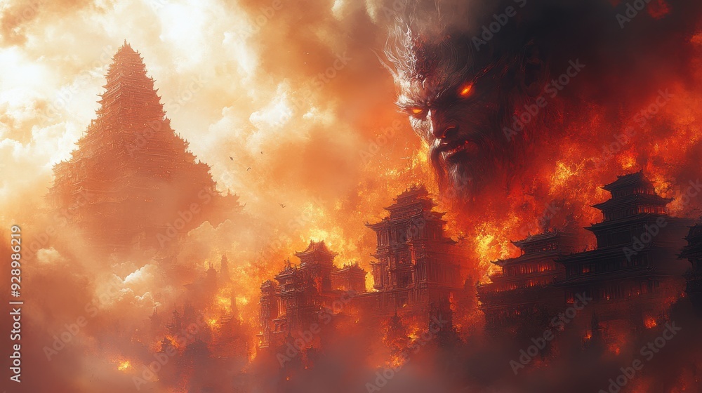 Asura A demon-like being with a menacing appearance Stock Illustration ...