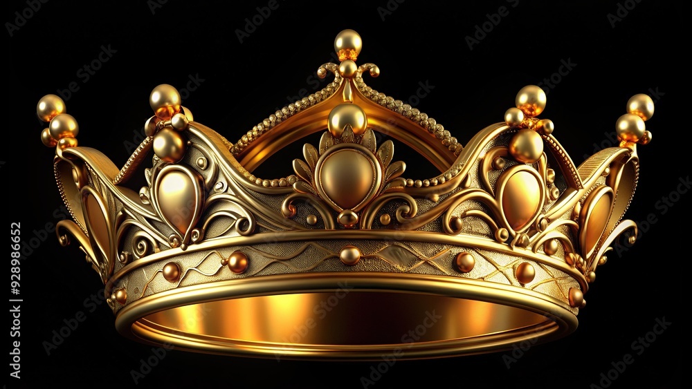 Luxurious gold crown with intricate design elements and regal curves ...