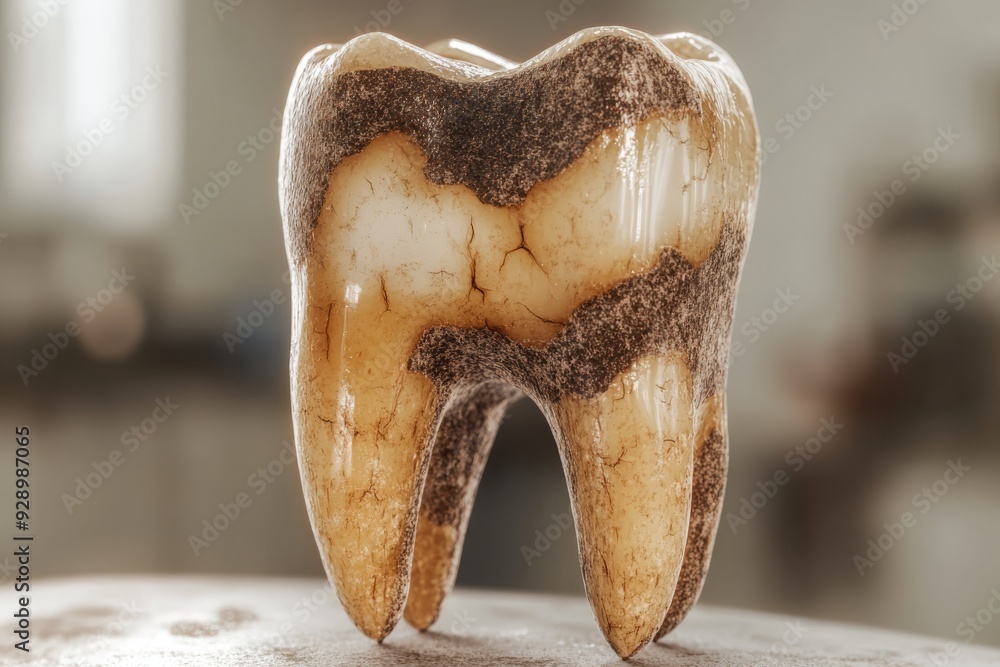 A comprehensive and intricate 3D model that illustrates a decayed tooth ...