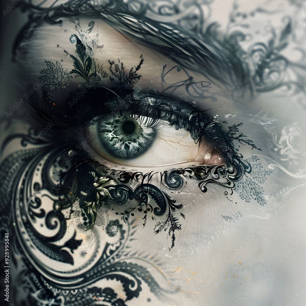 Intricate Tattoo Design Encircling a Captivating Eye Representing ...