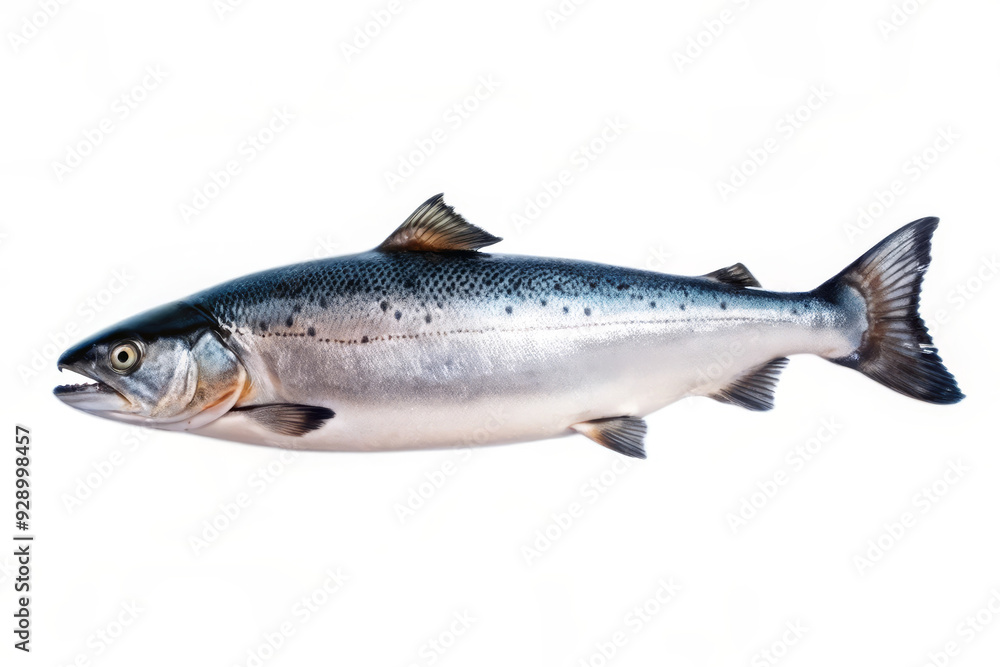 Fresh Atlantic Salmon Fish Isolated on White Background - A single ...