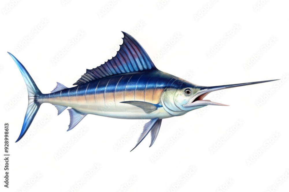 Majestic Blue Marlin in Action - A vibrant blue marlin with a long bill ...