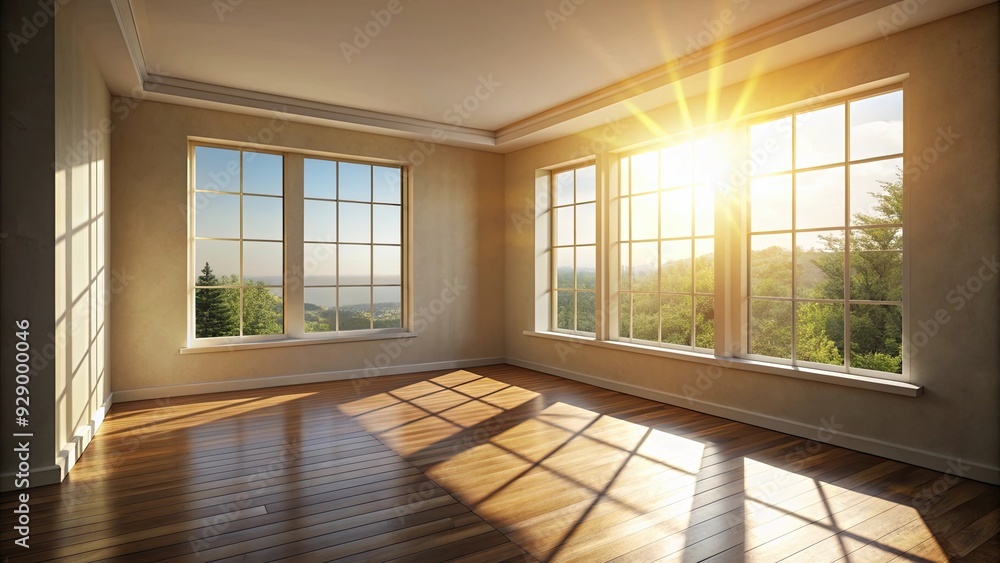 Empty room with sunlight coming through window , vacant, interior ...