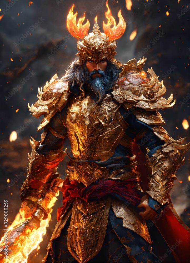 legendary fire god fighting legendary lightening god combat scene ...