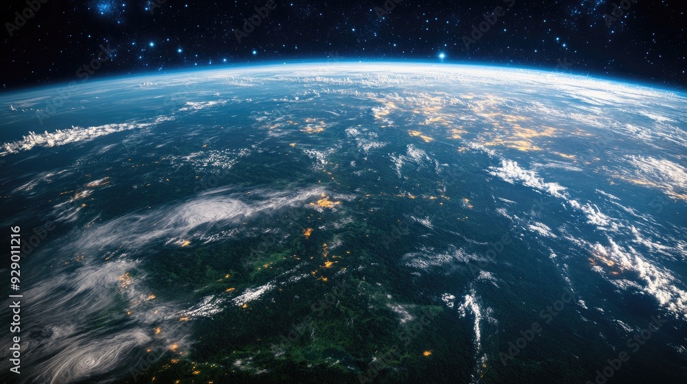 Earth as seen from space, displaying the effects of deforestation and ...