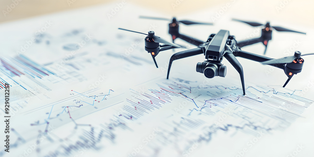 drone and rendered map blueprint with graph overlay, visualizing ...