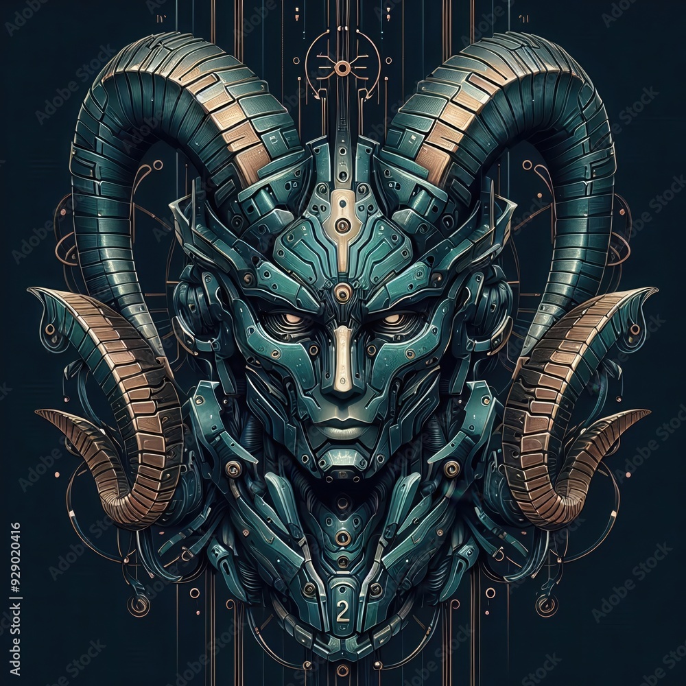 **Description**: A striking fusion of cybernetic and mythical elements ...