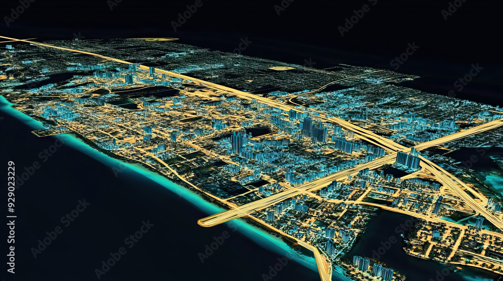 Technical aerial visual, 3D LiDAR GIS aerial map satellite scan model ...