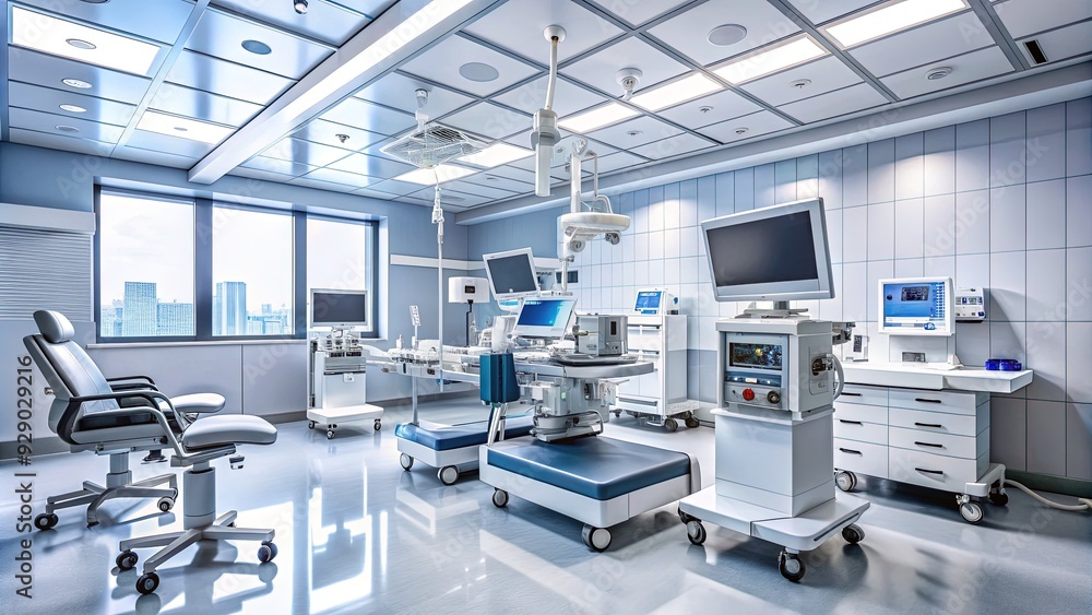 Modern hospital equipment featuring sleek and high-tech medical ...