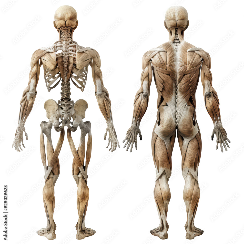 Human Body Anatomy Front Back Side View Isolated on Transparent or ...