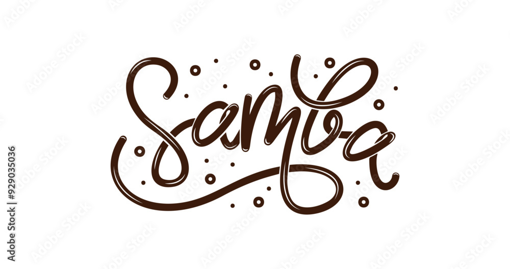 "Samba" handwritten text design. Modern brush calligraphy monoline ...