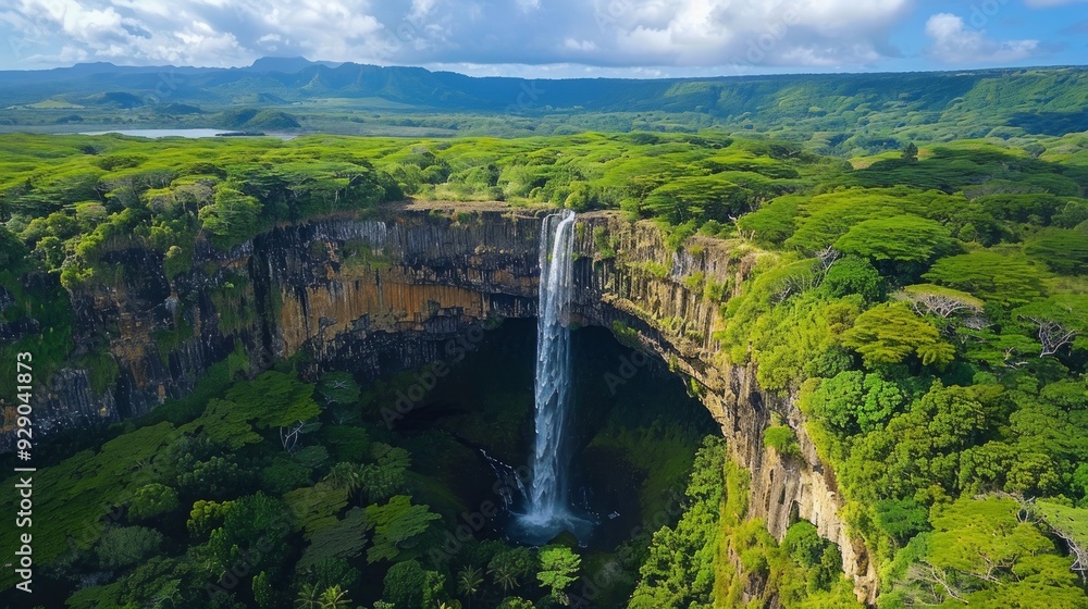 The highest waterfall on the island of Mauritius is Chamarel, whose ...