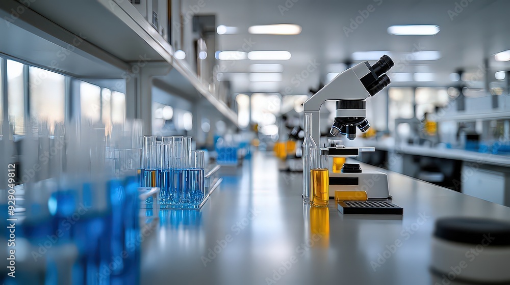 A clean, well-organized laboratory with state-of-the-art equipment ...