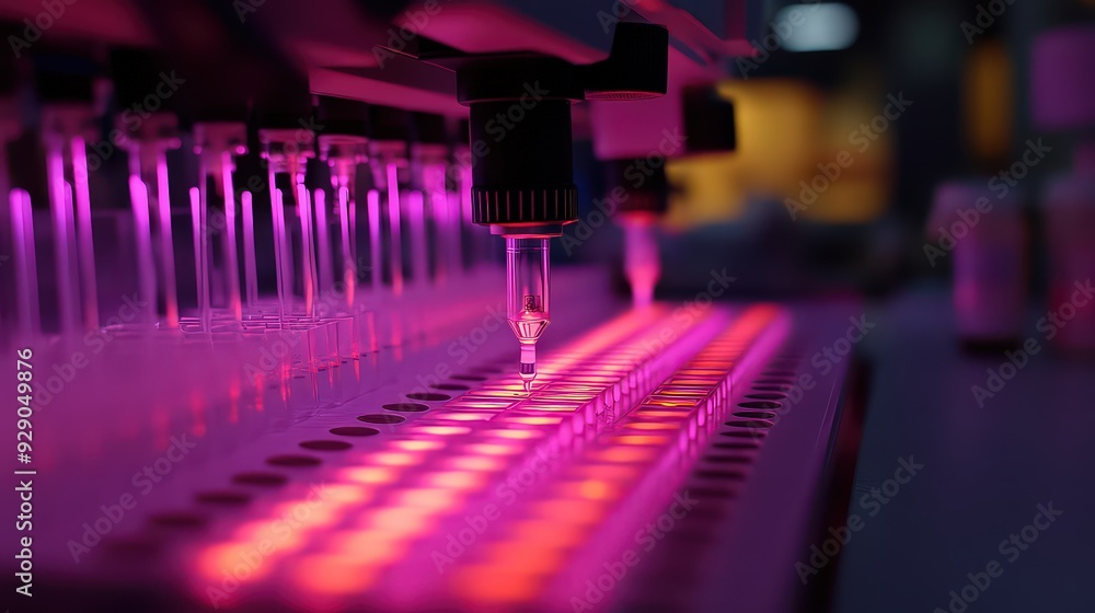 lab focused on genetic research, with DNA sequencing machines, gel ...