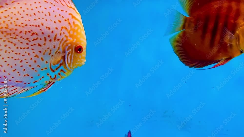4K This clip features brightly colored discus fish swimming in an ...
