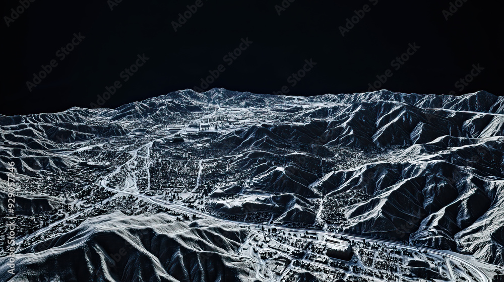 ภาพประกอบสต็อก Technical aerial visual, 3D LiDAR GIS aerial map ...