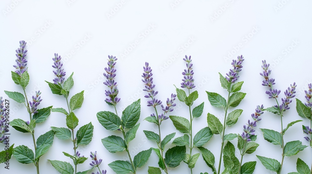 Tiny pastel lavender and seafoam green spring leaves with tiny lilac ...
