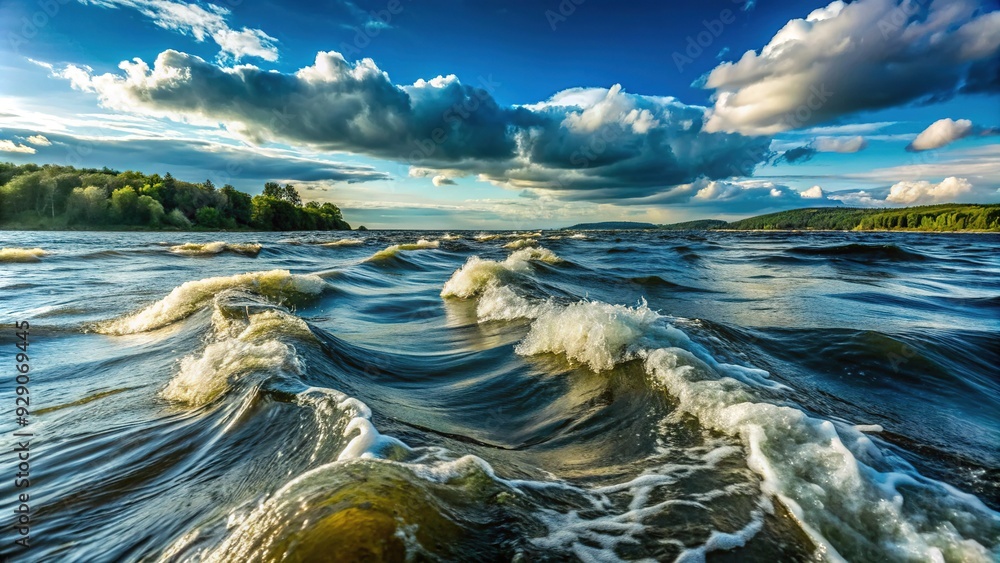 Ruffled water surface with intricate texture and patterns, featuring ...