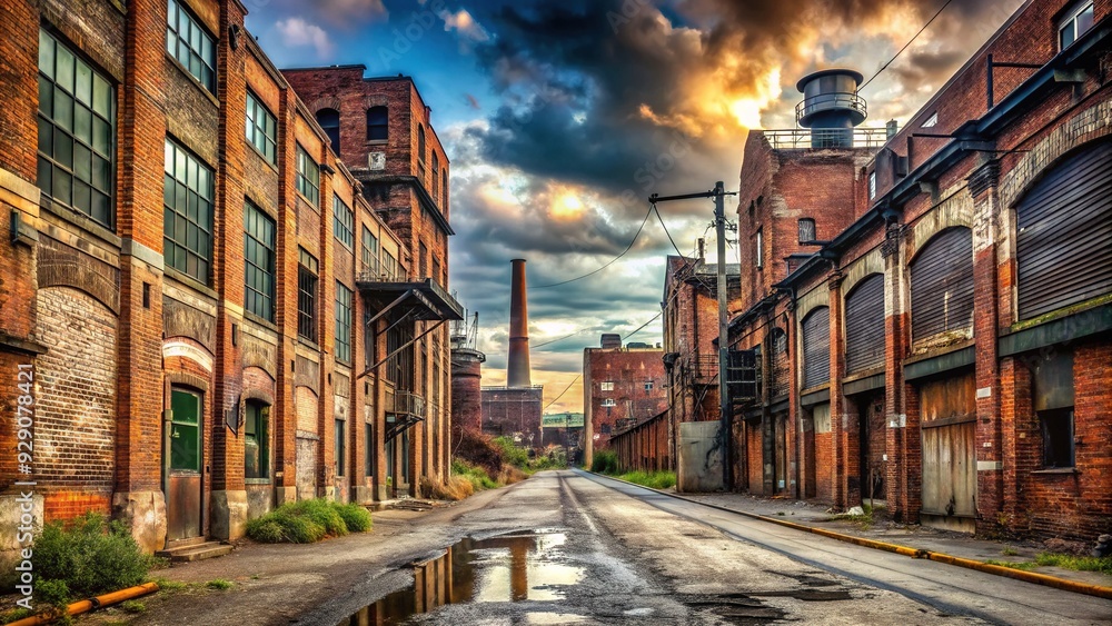 Rusty factories, crumbling brick walls, and worn asphalt roads define ...